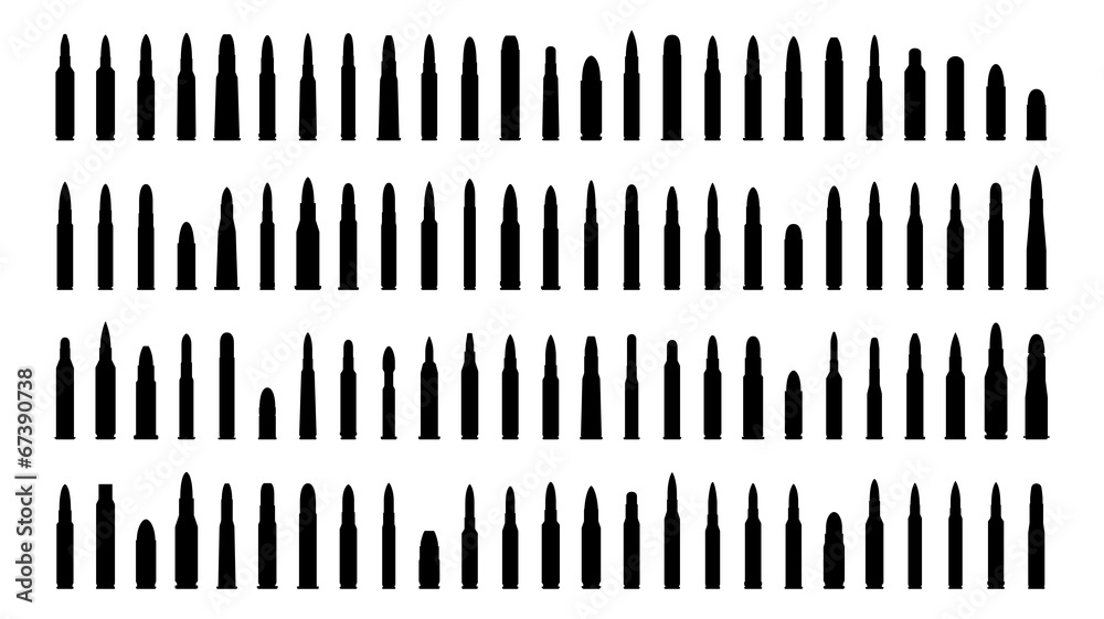 Ammunition silhouettes set. Isolated on white. Vector EPS10. Stock ...