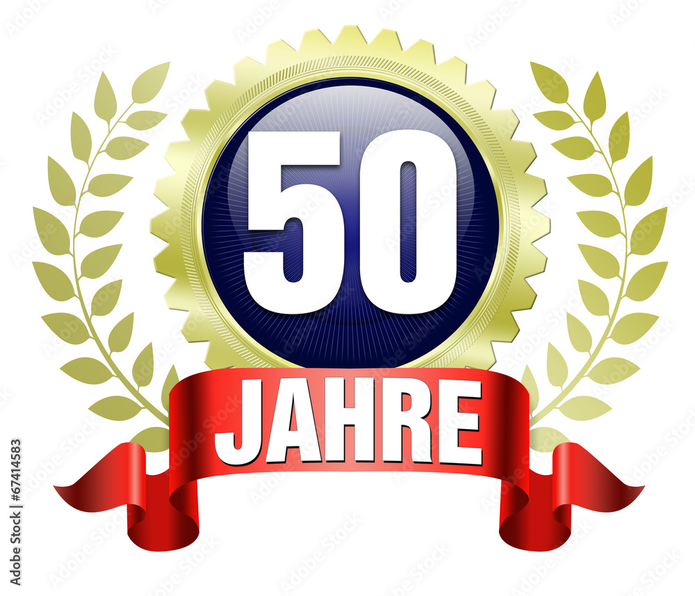 button lorbeer 50-jähriges jubiläum Stock-Illustration | Adobe Stock