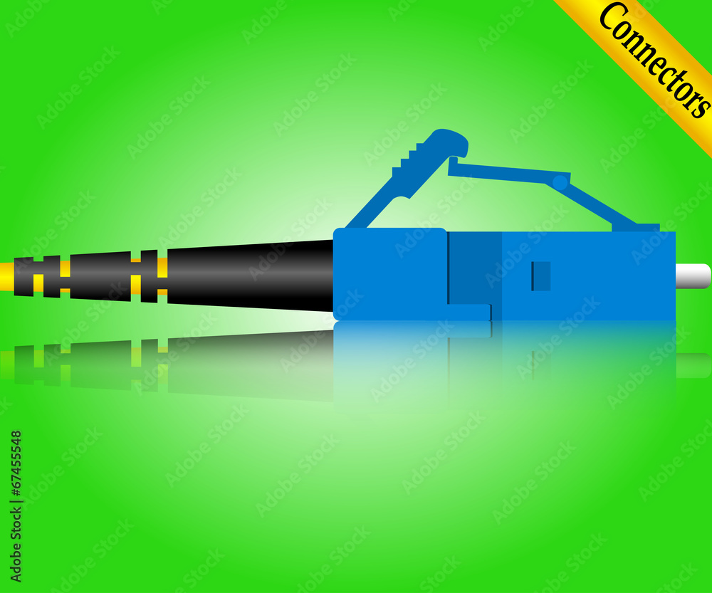 Fiber optic LC connector on green background. Stock Vector | Adobe Stock