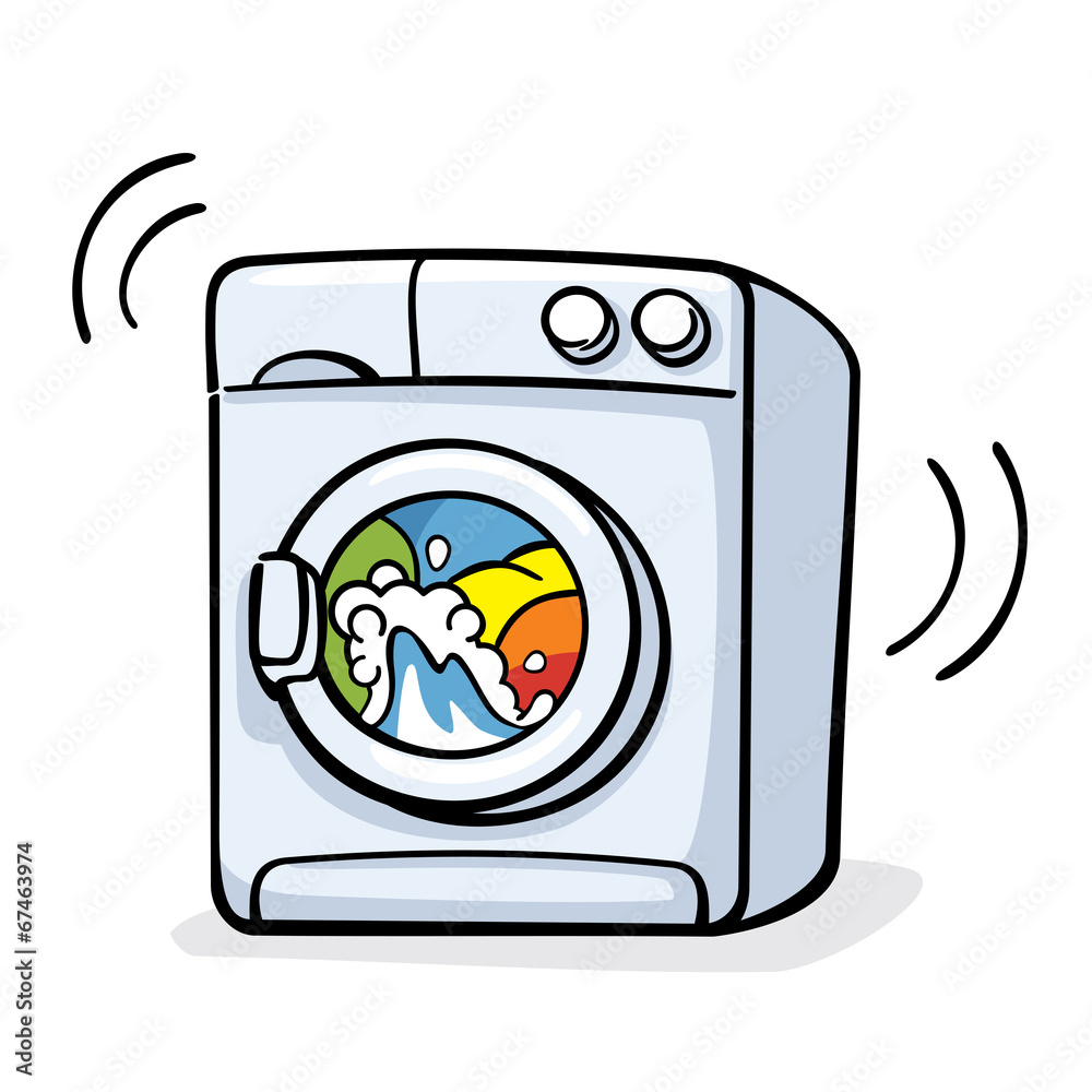 vector illustration with washer machine working Stock Vector | Adobe Stock