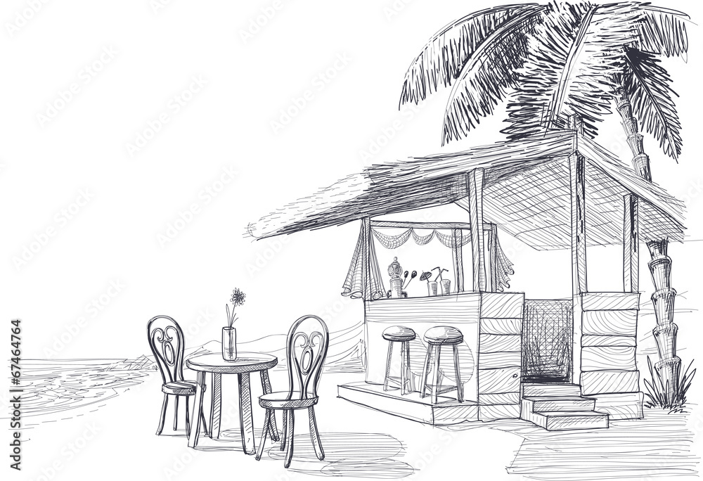 Beach bar vector sketch Stock Vector | Adobe Stock