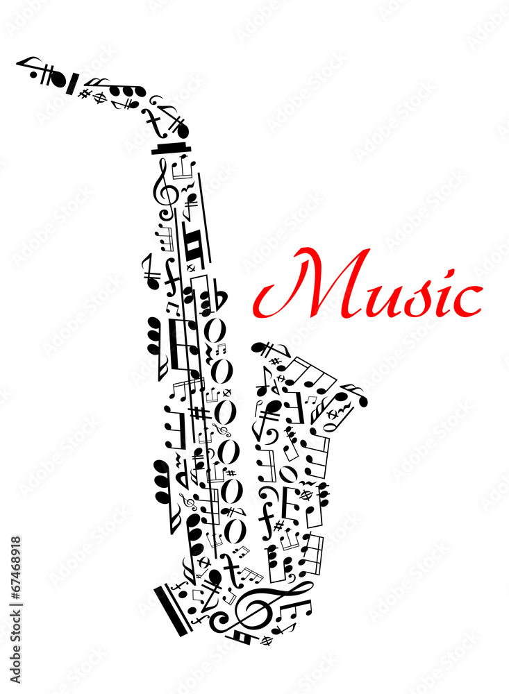 Saxophone with musical notes Stock Vector | Adobe Stock