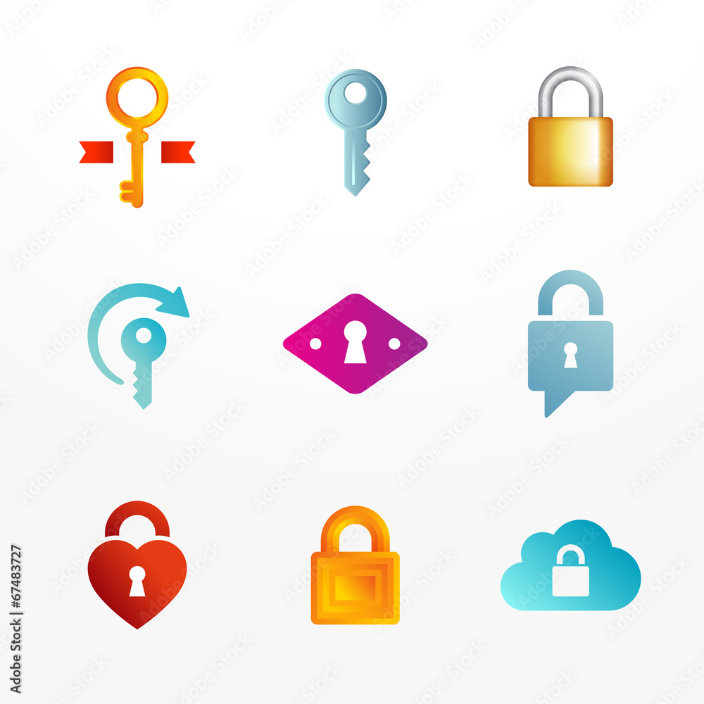 Vector logos set based on key and secure lock symbols. Stock Vector ...