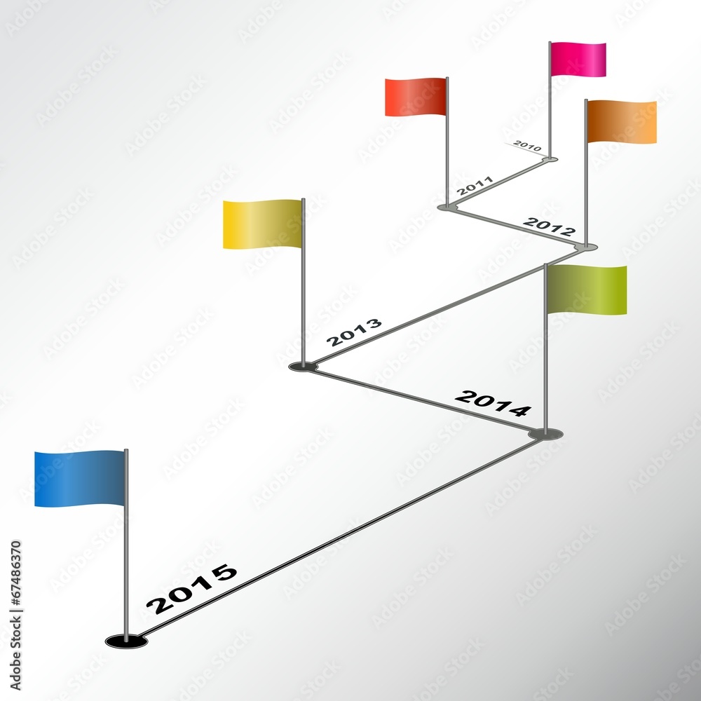 Infographic timeline report with zig-zag colored flags Stock ...