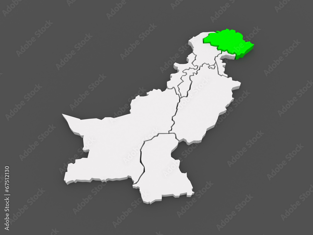 Fototapeta mapa świata dla dzieci Map of Gilgit-Baltistan. Pakistan ...