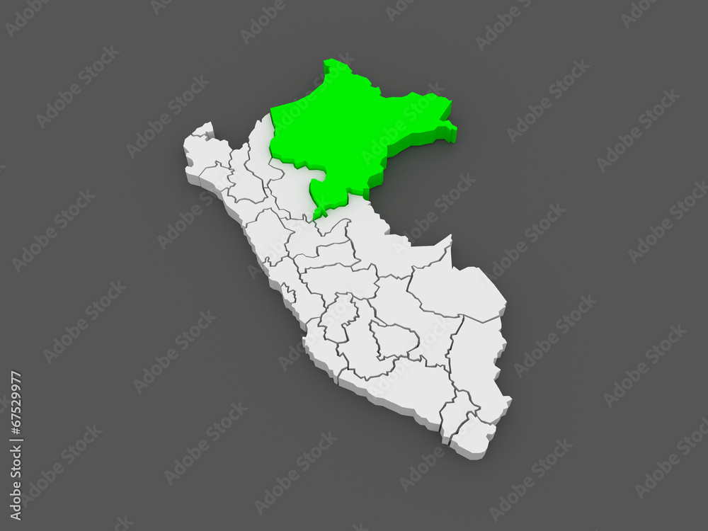 Map of Loreto. Peru. Stock Illustration | Adobe Stock