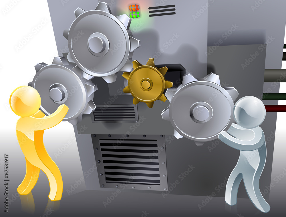 Mascots setting machine Stock Vector | Adobe Stock