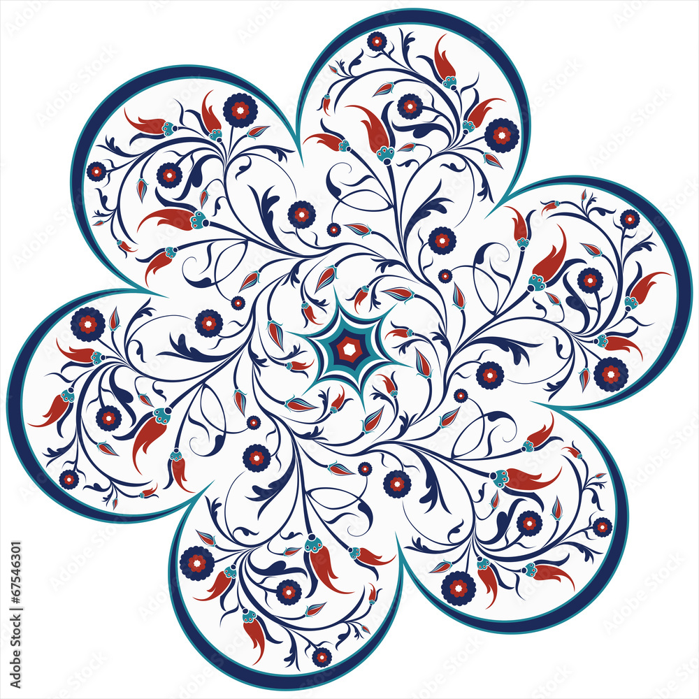 vector traditional ottoman tulip spiral design Stock Vector | Adobe Stock