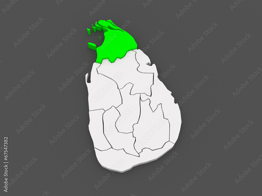 Map of Northern. Sri Lanka. Stock Illustration | Adobe Stock