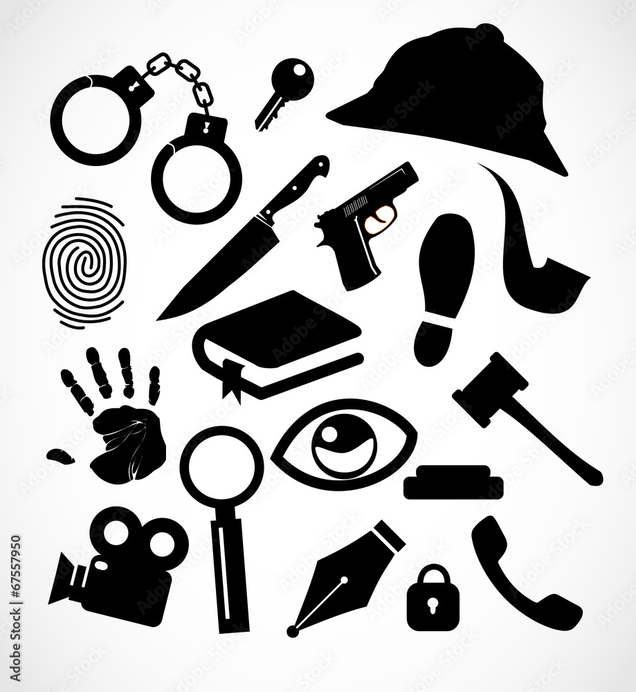 Detective icon set vector Stock Vector | Adobe Stock