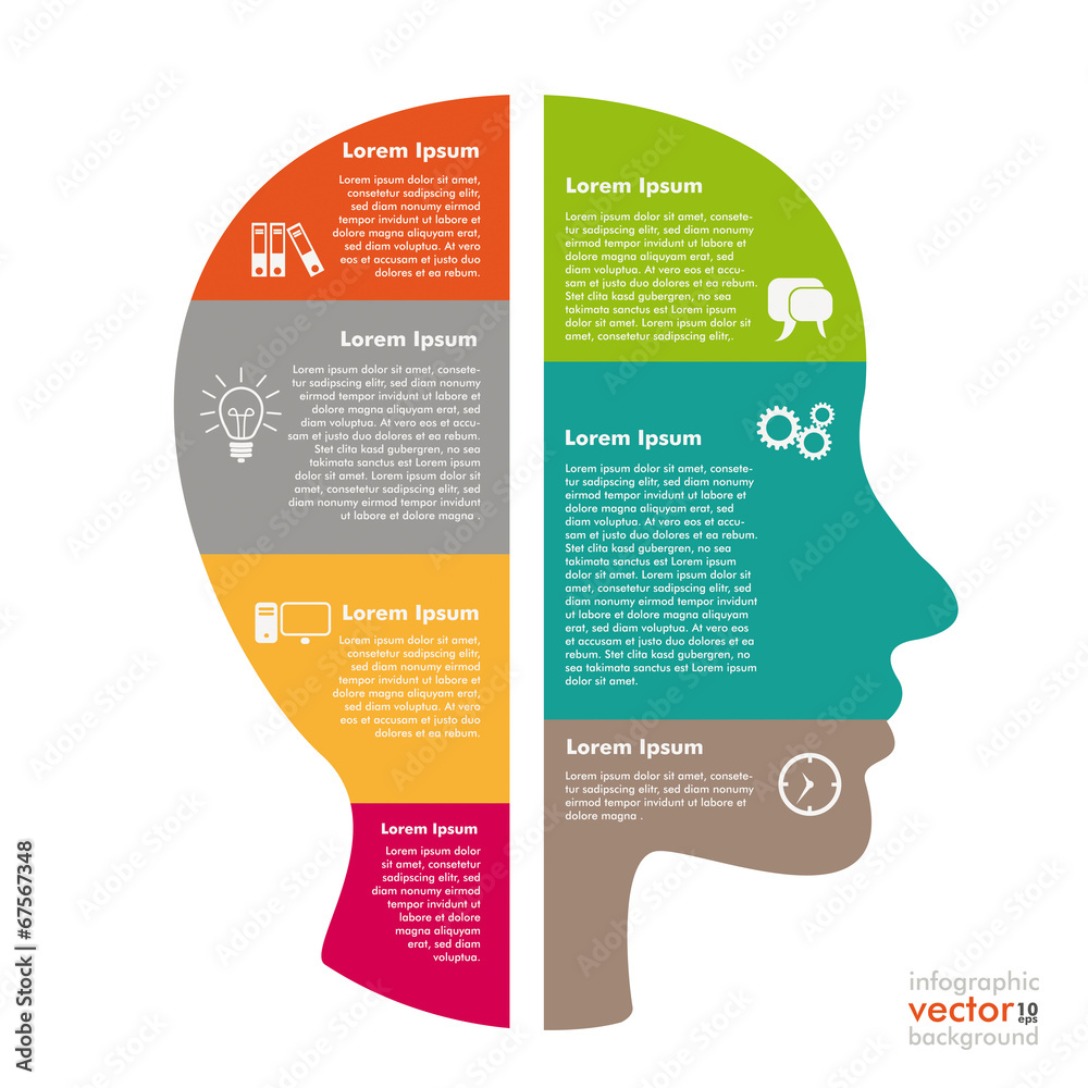 Colored Big Head INfographic Stock Vector | Adobe Stock