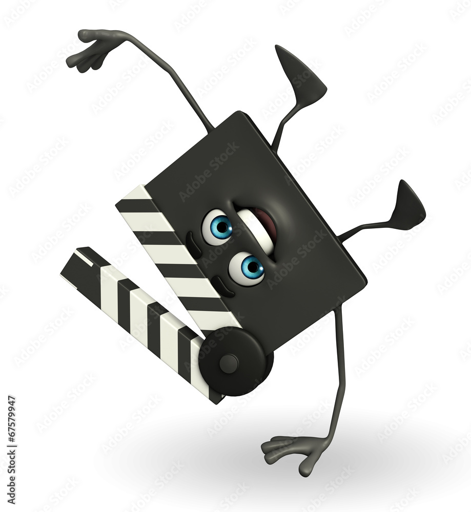 Clapper Board Character with hand standing pose Stock Illustration ...