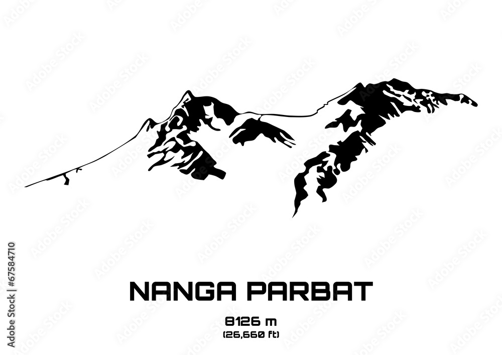 Outline vector illustration of Mt. Nanga Parbat Stock Vector | Adobe Stock