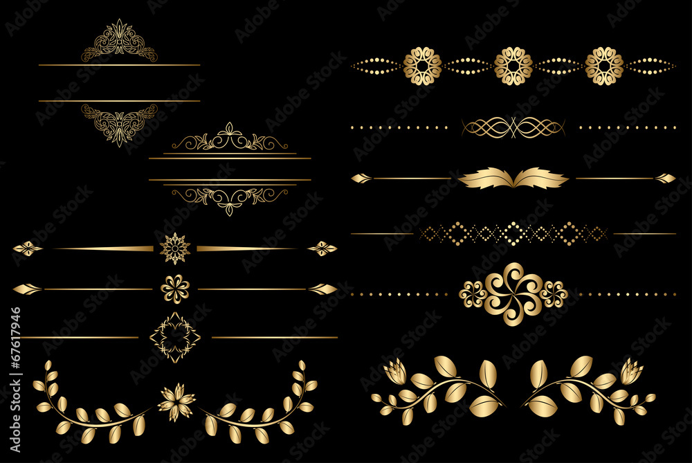 golden design elements with gradient - vector Stock Vector | Adobe Stock