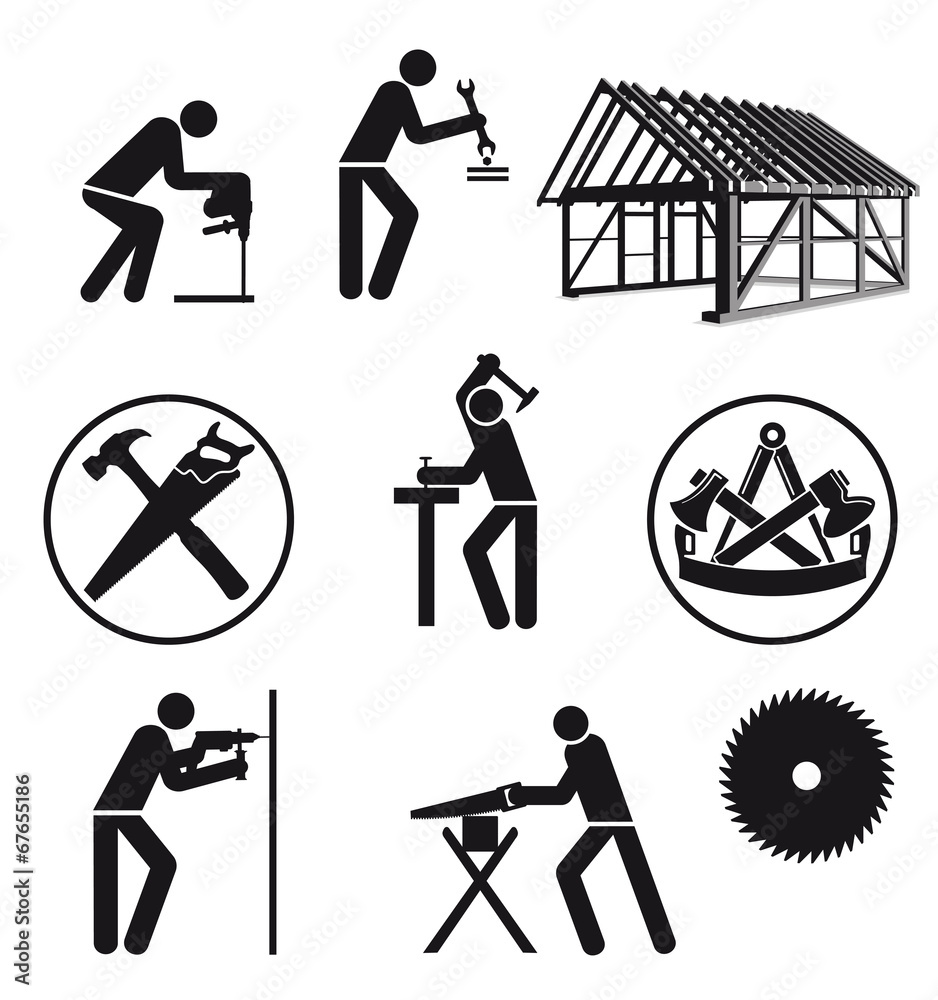 Tischler Zimmermann Zeichen Stock-Vektorgrafik | Adobe Stock