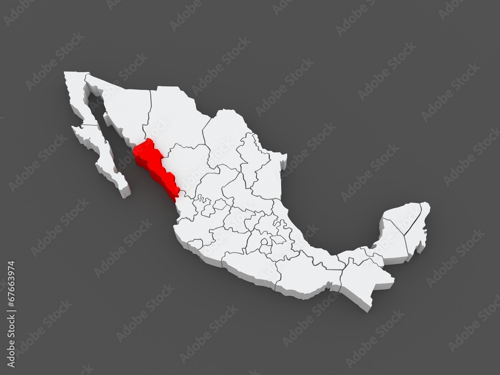 Map of Sinaloa. Mexico. Stock Illustration | Adobe Stock