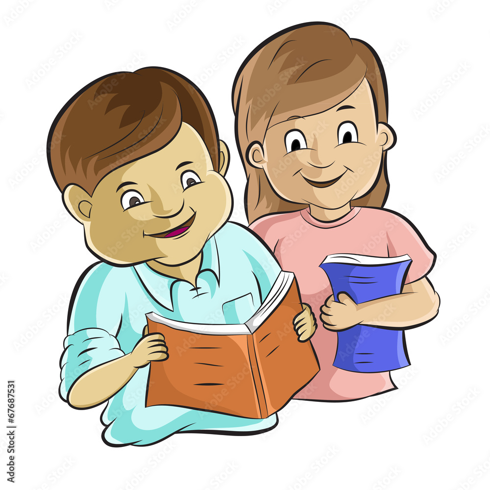 Portrait of diligent student studying a book Cartoon vector Stock ...