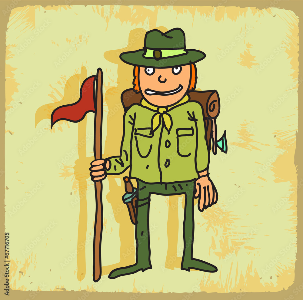 Cartoon scout illustration Stock Vector | Adobe Stock