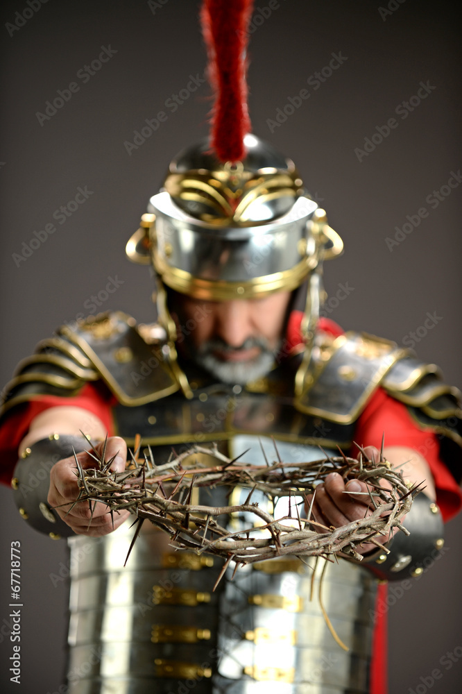 Roman Soldier Honding Crown of Thorns Stock Photo | Adobe Stock