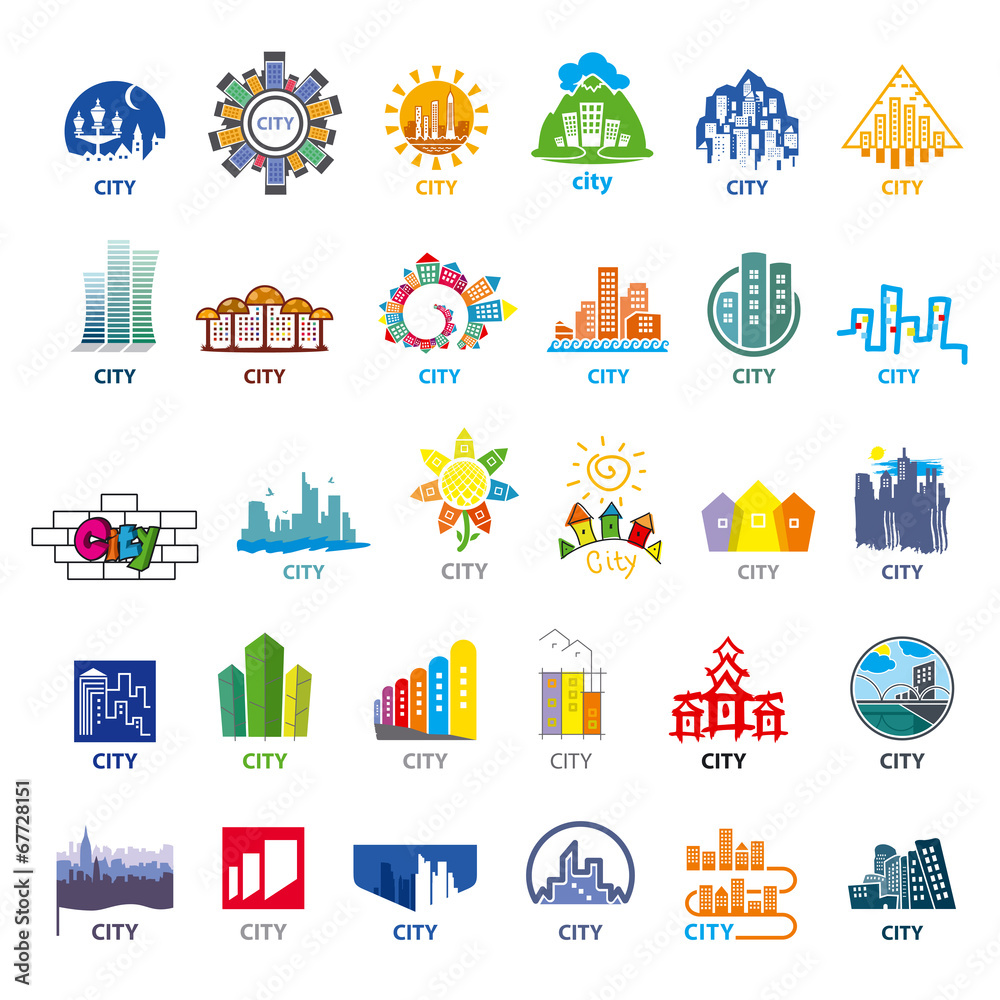 biggest collection of vector logos cities Stock Vector | Adobe Stock