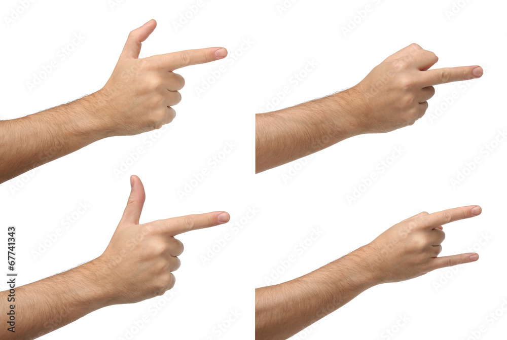 Four different hand signs. Isolated on white background Stock Photo ...