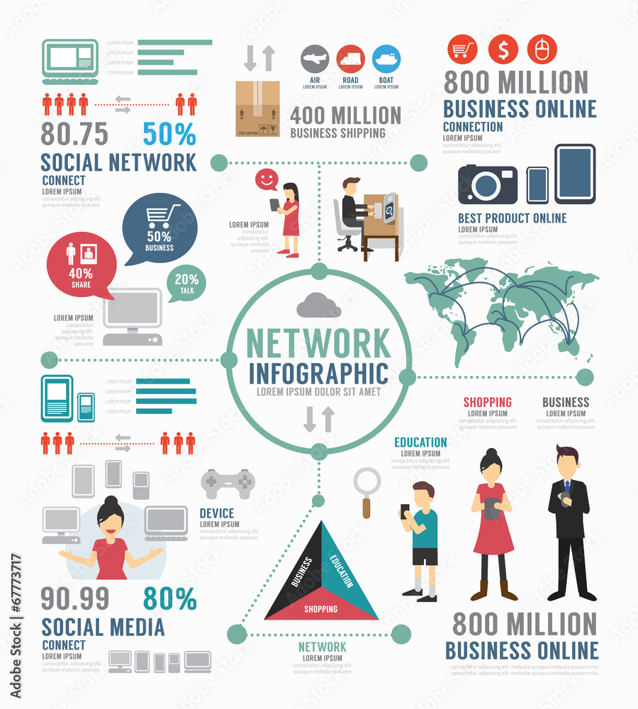 Infographic social network template design . concept vector. Stock ...