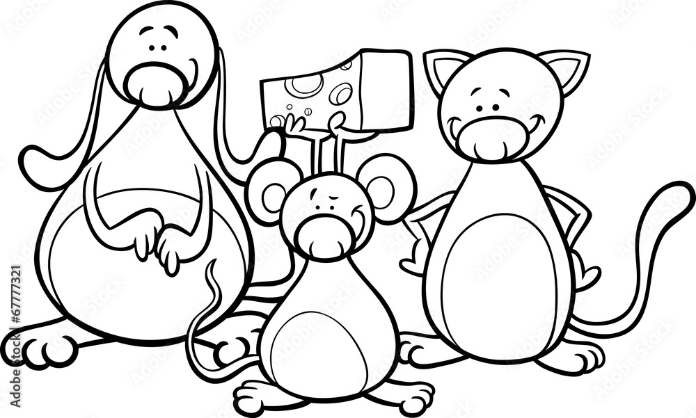 cute pets cartoon coloring page Stock Vector | Adobe Stock