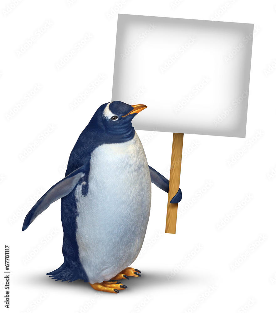 Penguin Holding Sign Stock Illustration | Adobe Stock