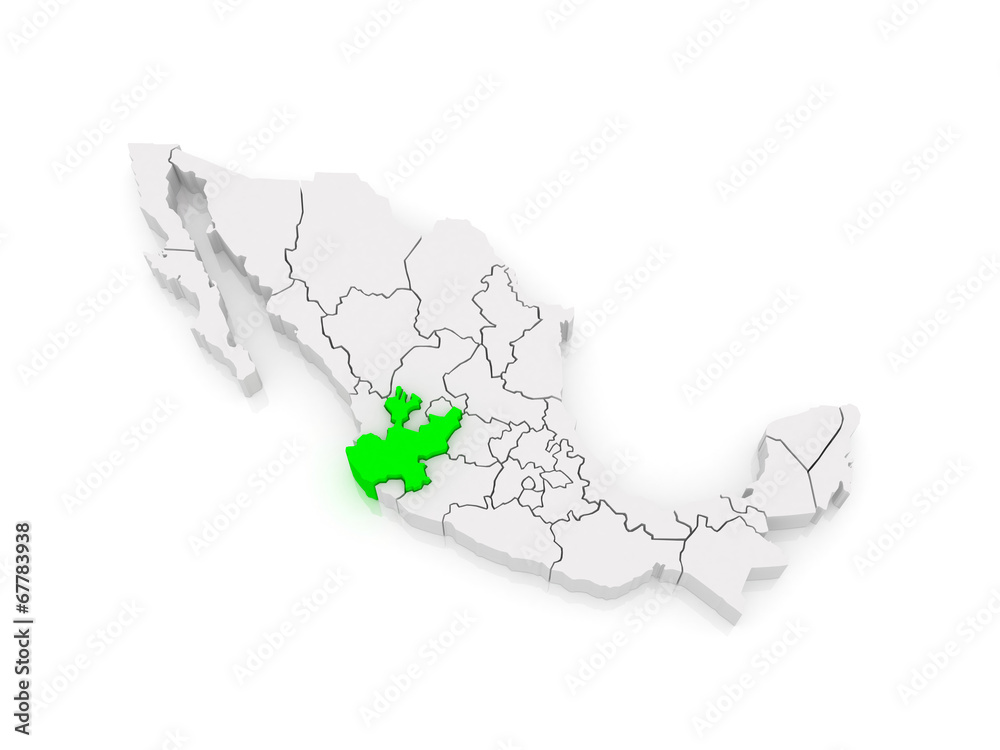 Map of Jalisco. Mexico. Stock Illustration | Adobe Stock