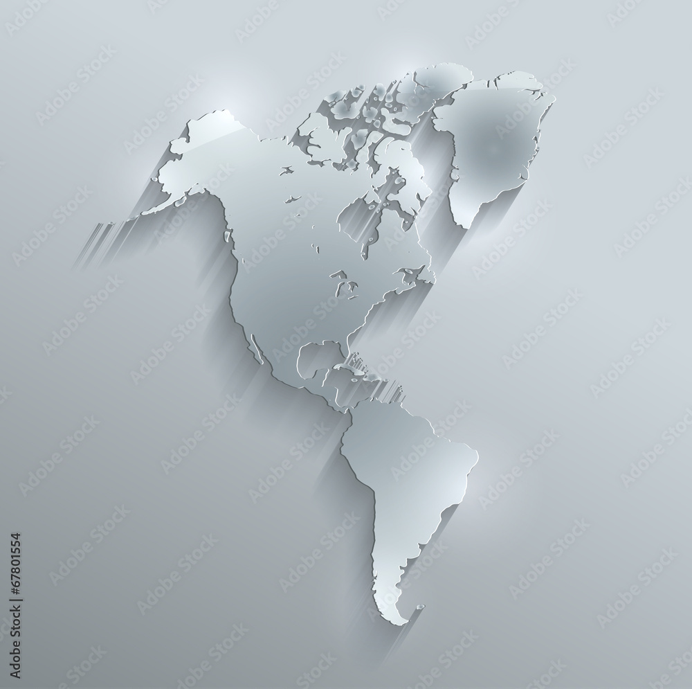 America map continent glass card paper 3D water vector Stock Vector ...