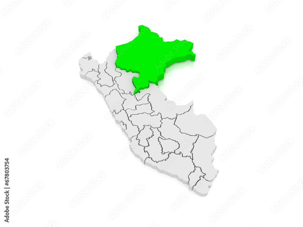 Map of Loreto. Peru. Stock Illustration | Adobe Stock