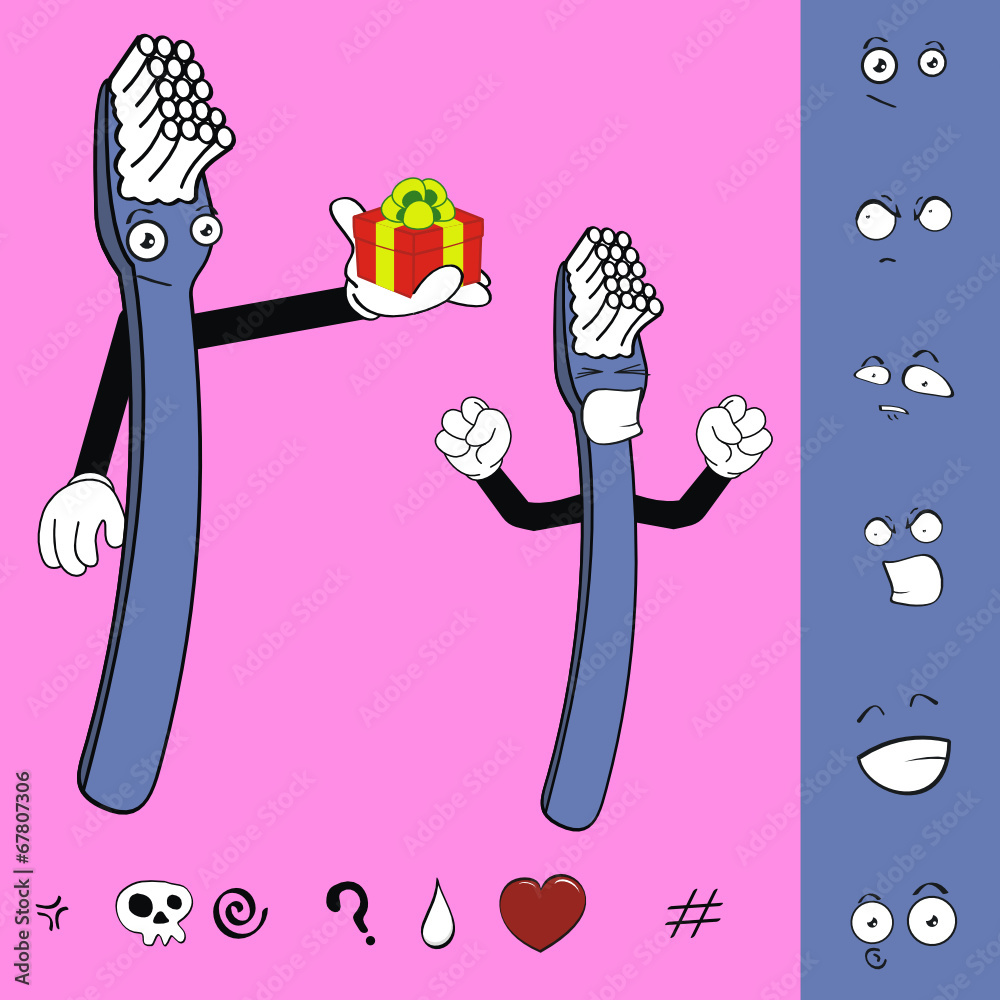 toothbrush cartoon isolated set pack Stock Vector | Adobe Stock