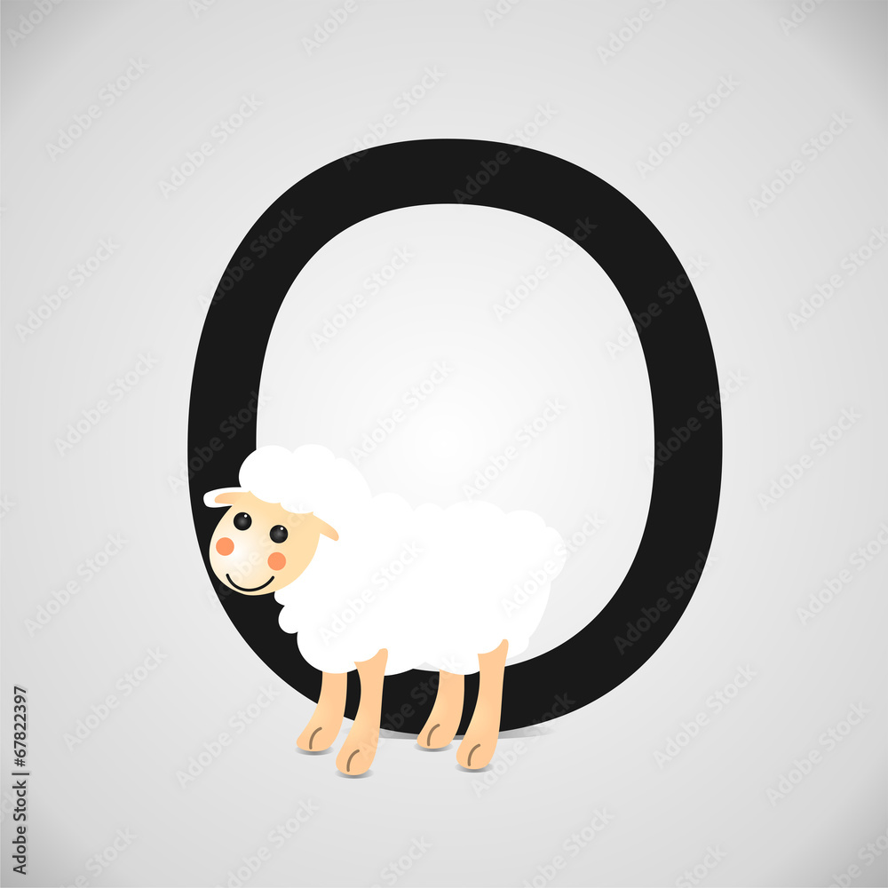 Vecteur Stock Letra O. Oveja. Abecedario español. Ilustración infantil ...