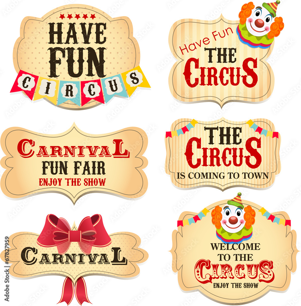 Circus labels Stock Vector | Adobe Stock