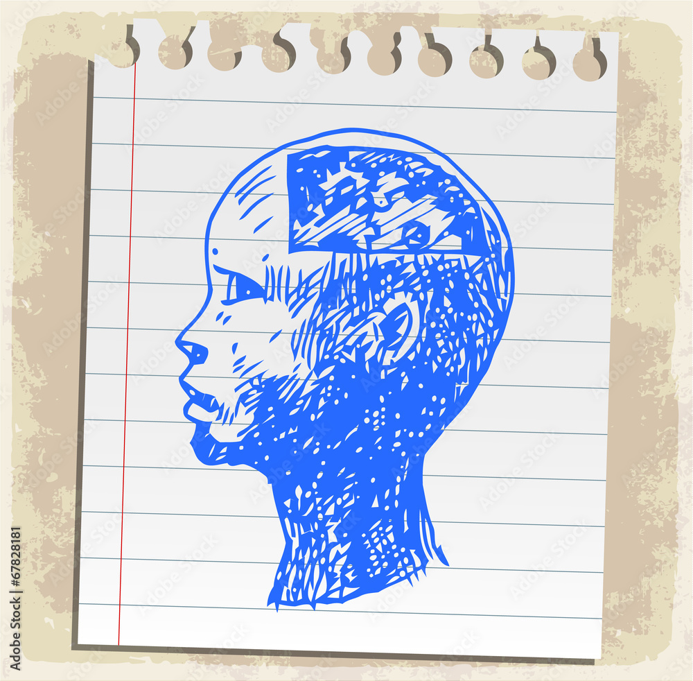 Cartoon sketch drawing head, illustration Stock Vector | Adobe Stock
