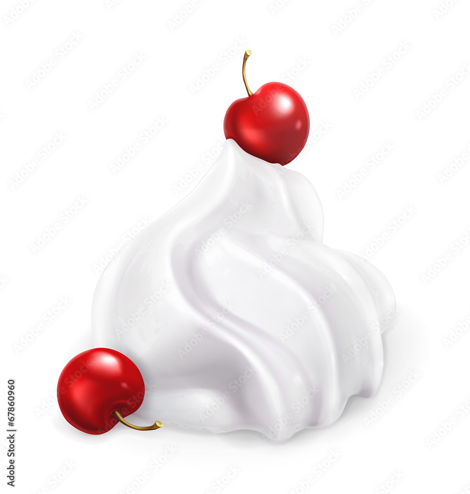 Whipped cream with berries, vector illustration Stock Vector | Adobe Stock