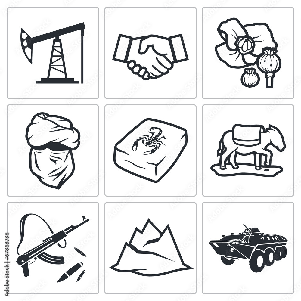 Afghanistan icon set Stock Vector | Adobe Stock