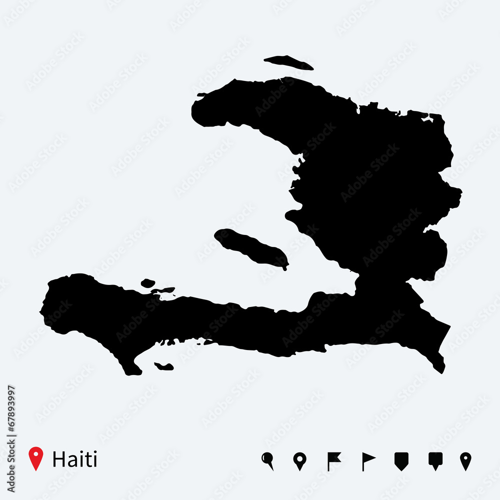 High detailed vector map of Haiti with navigation pins. Stock Vector ...