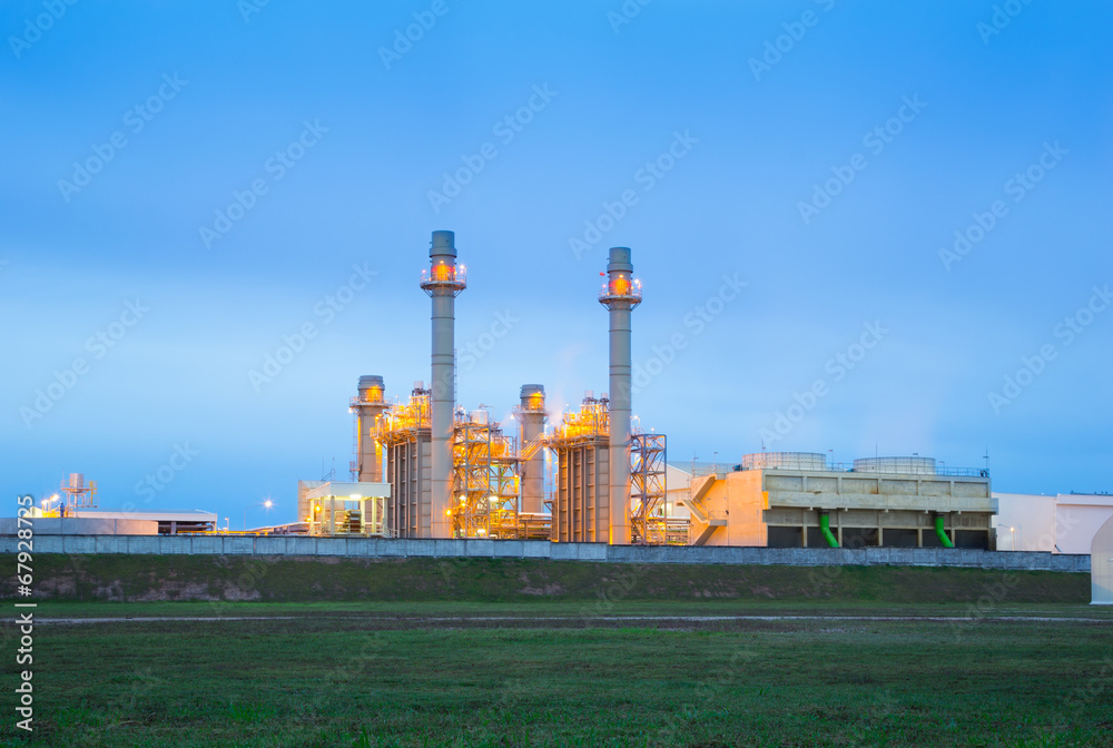 Power plant, gas fired power station. Industrial factory may called ...