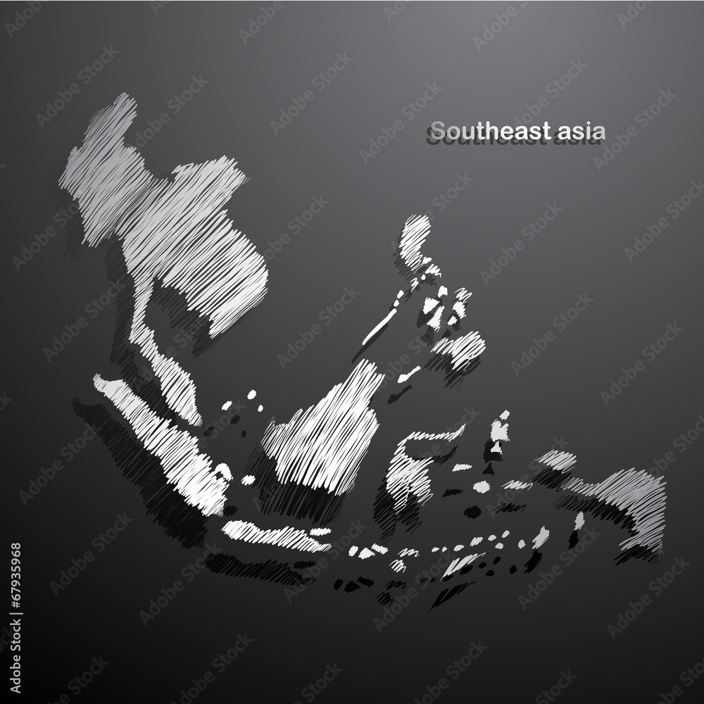 Southeast asia map hand drawn background vector,illustration Stock ...