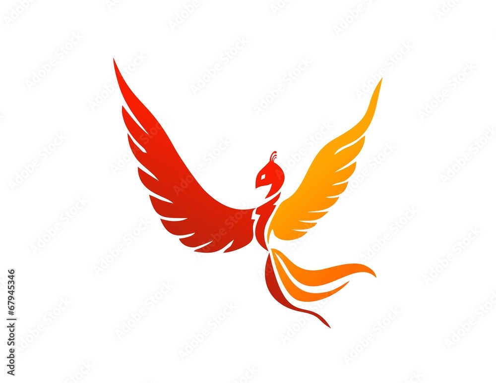 phoenix bird logo, flying wings flame bird logo icon symbol Stock ...