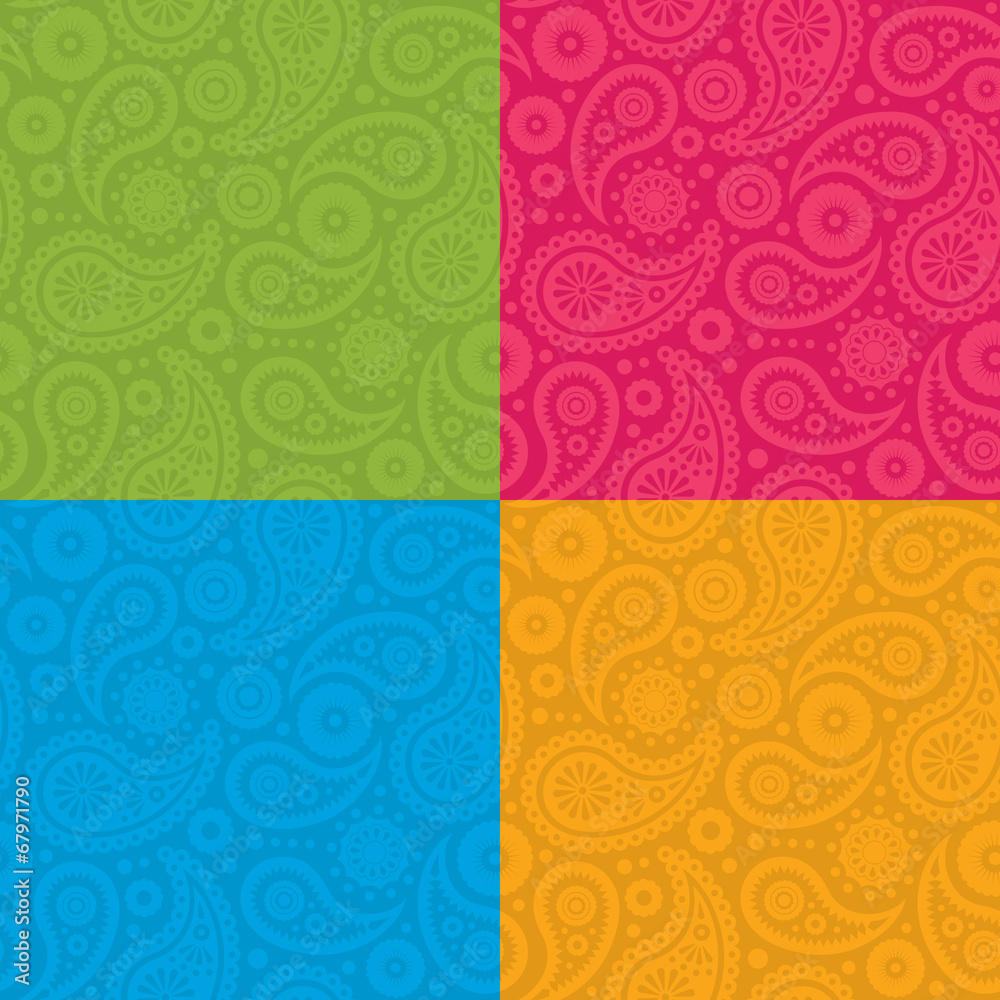 Seamless Paisley Pattern with four color options Stock Vector | Adobe Stock