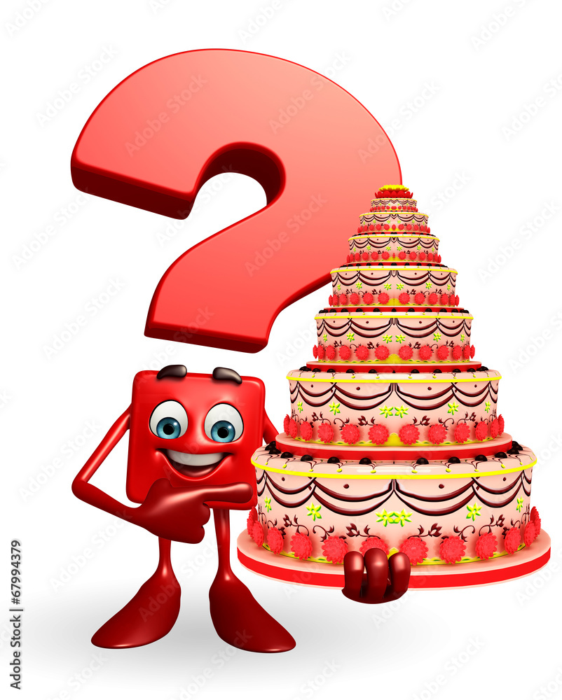 Question Mark character with cake Stock Illustration | Adobe Stock