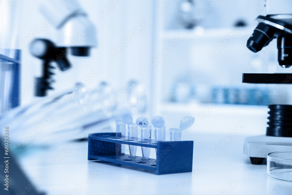Micro tubes with biological samples in laboratory for DNA analys Stock ...