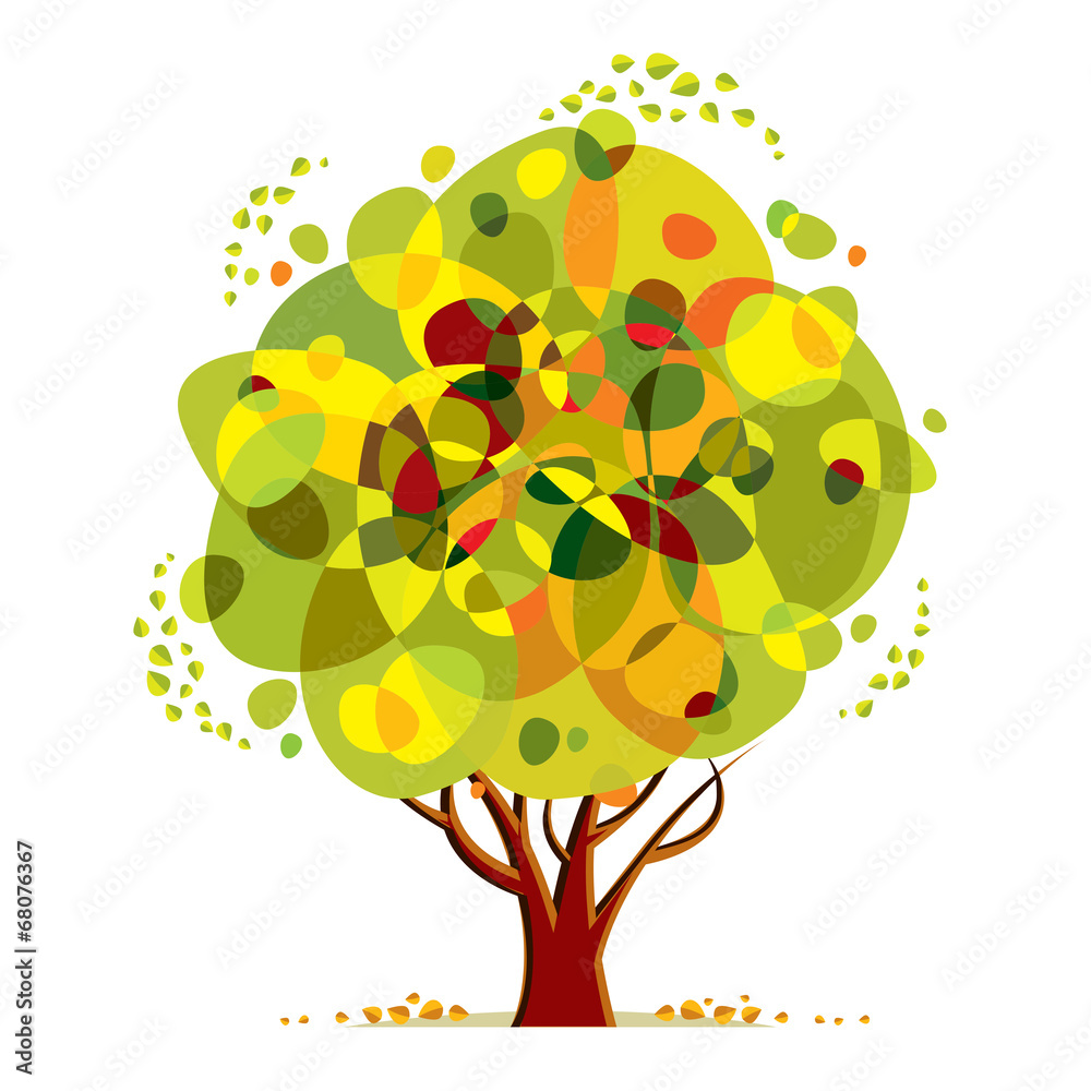 Bright color tree vector cartoon style illustration. Stock Vector ...