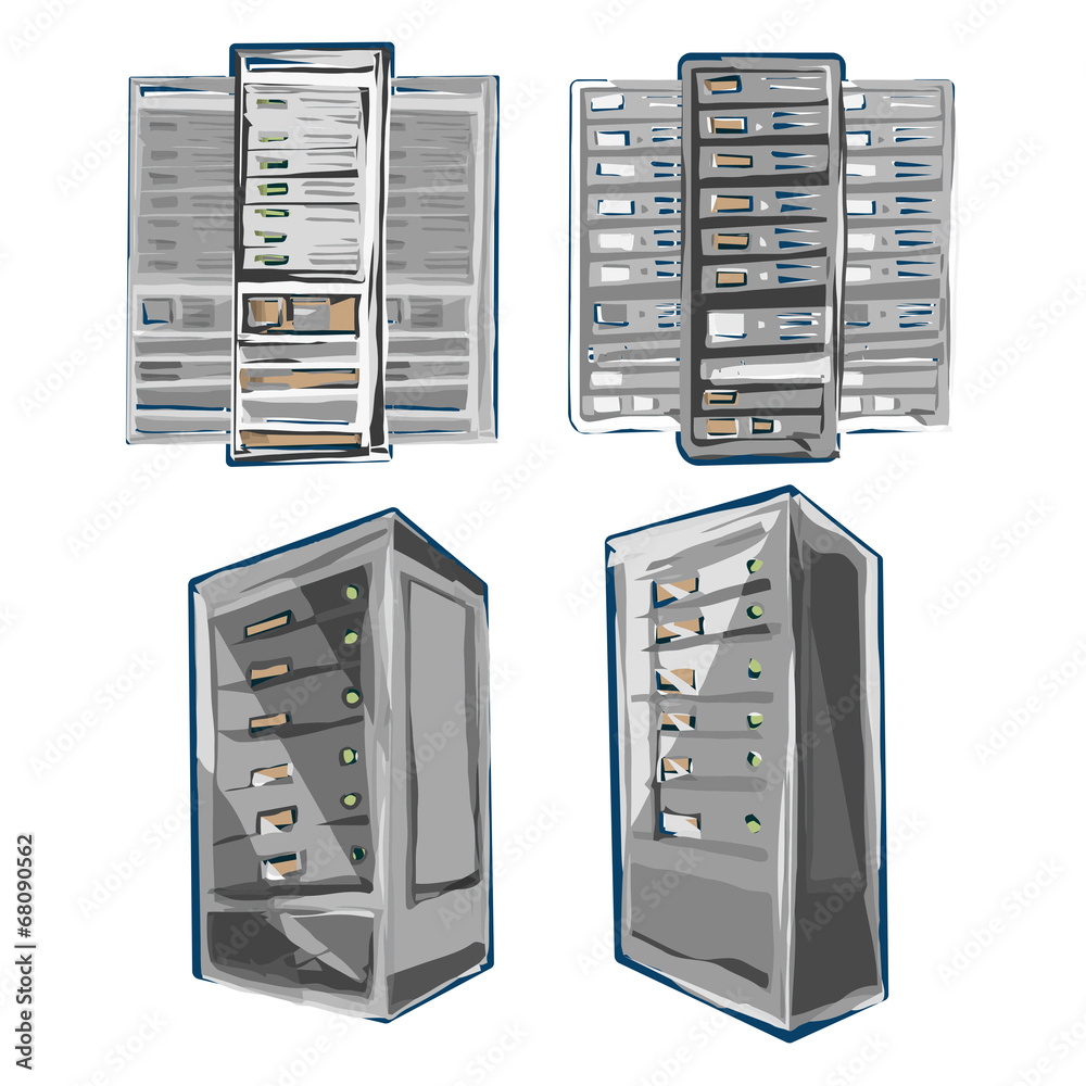 Server Rack. Sketch style Vector of Server Rack. Color scheme. Stock ...