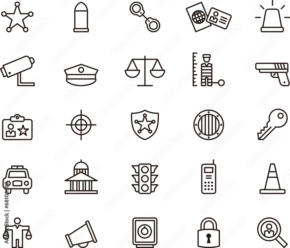 Police icons Stock-Vektorgrafik | Adobe Stock