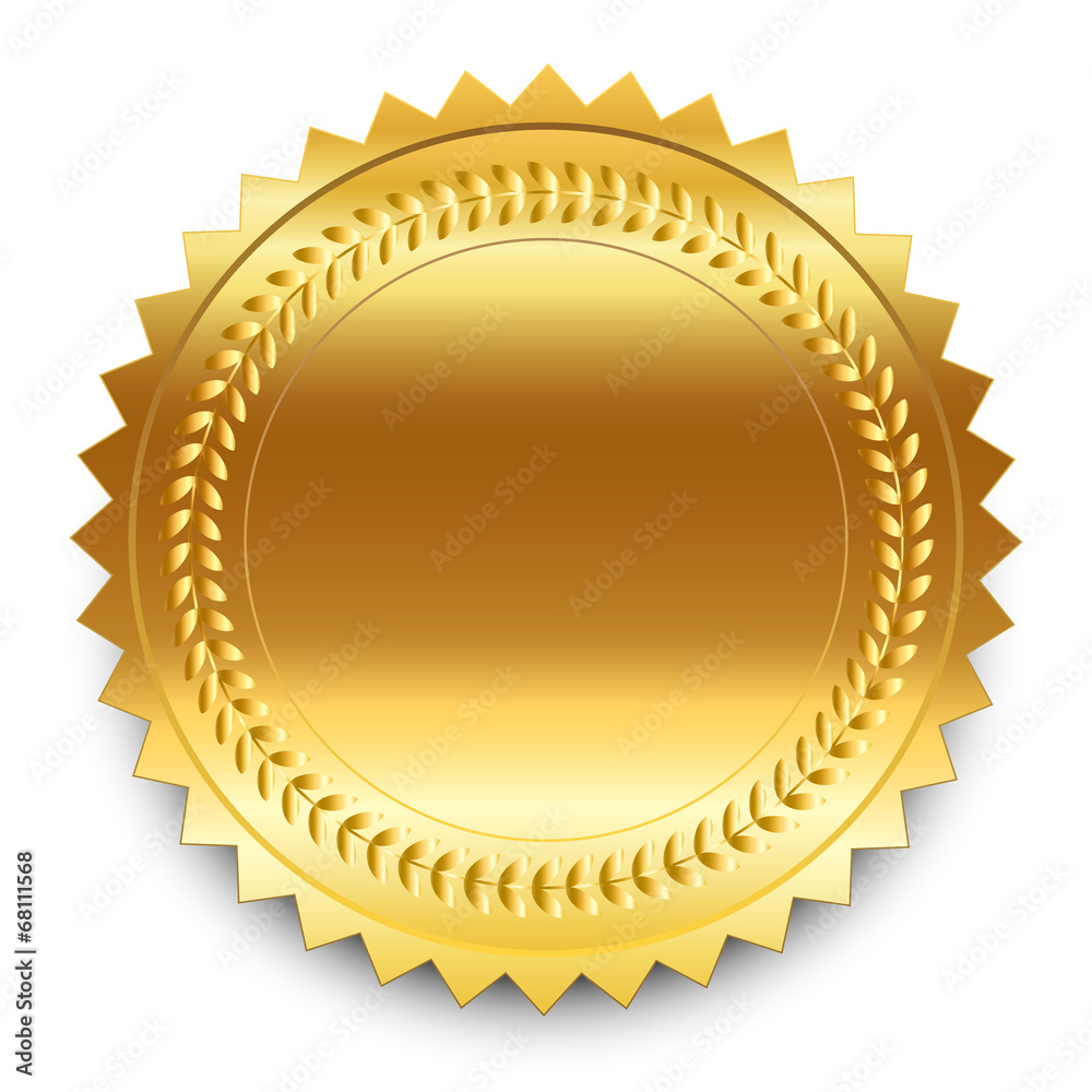 Vector design element. Round golden medal with pattern and shado Stock ...