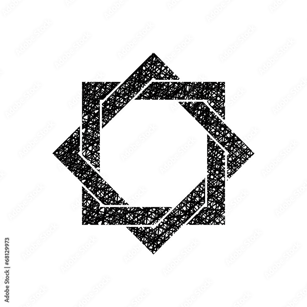 Eight point star vector symbol with hand drawn lines texture. Stock ...