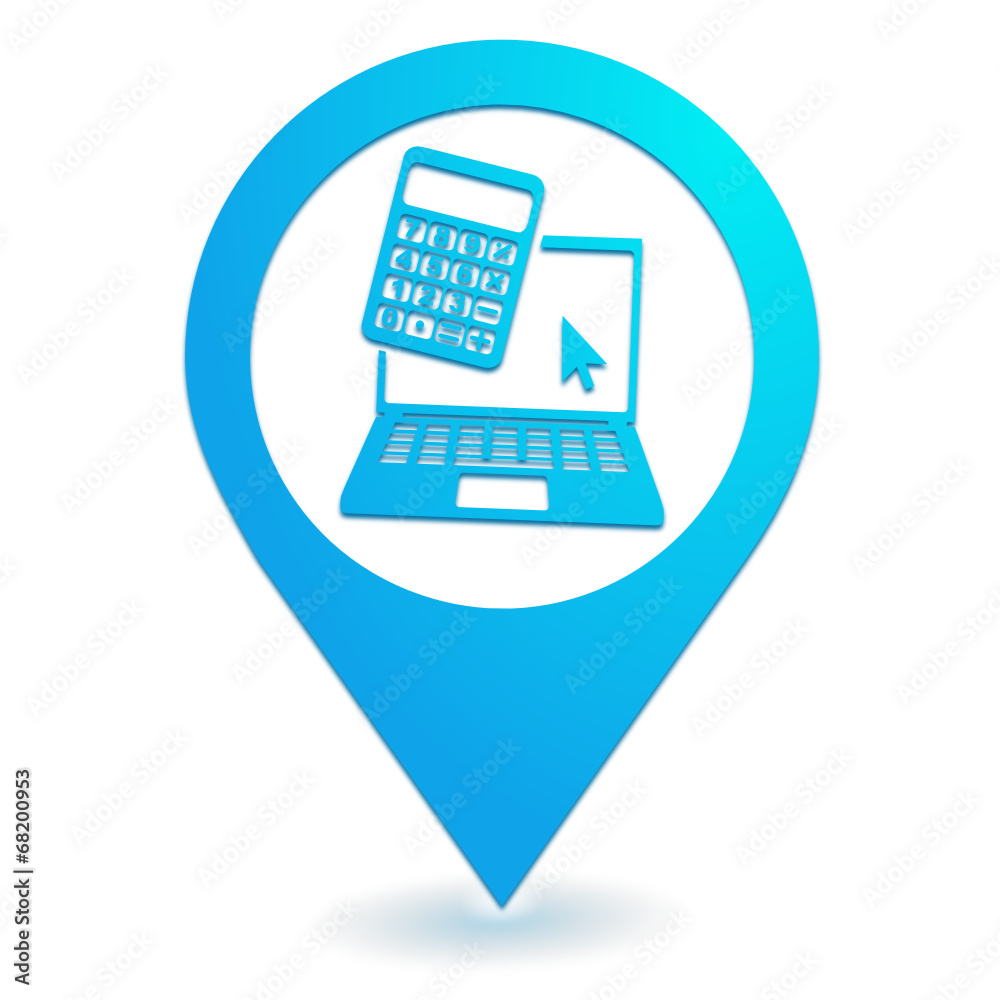 calculatrice ordinateur sur symbole localisation bleu Stock Vector ...